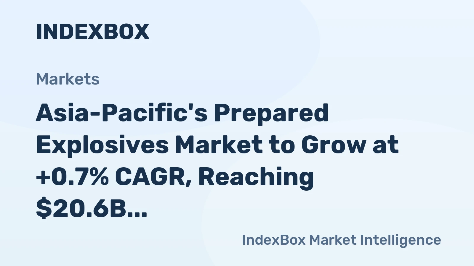 Asia-Pacific's Prepared Explosives Market to Grow at +0.7% CAGR, Reaching $20.6B by 2035
