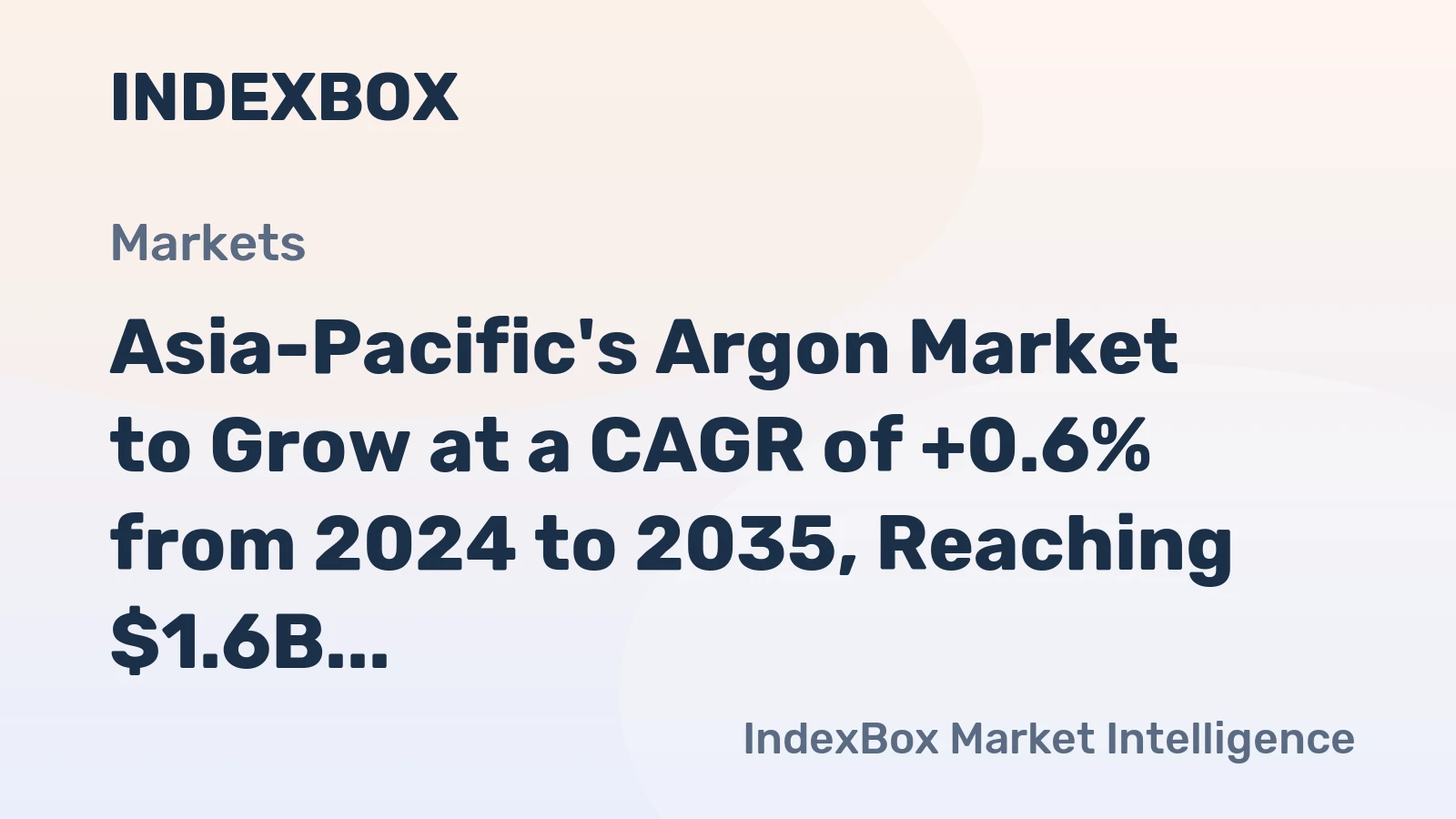 Asia-Pacific's Argon Market to Grow at a CAGR of +0.6% from 2024 to 2035, Reaching $1.6B by 2035