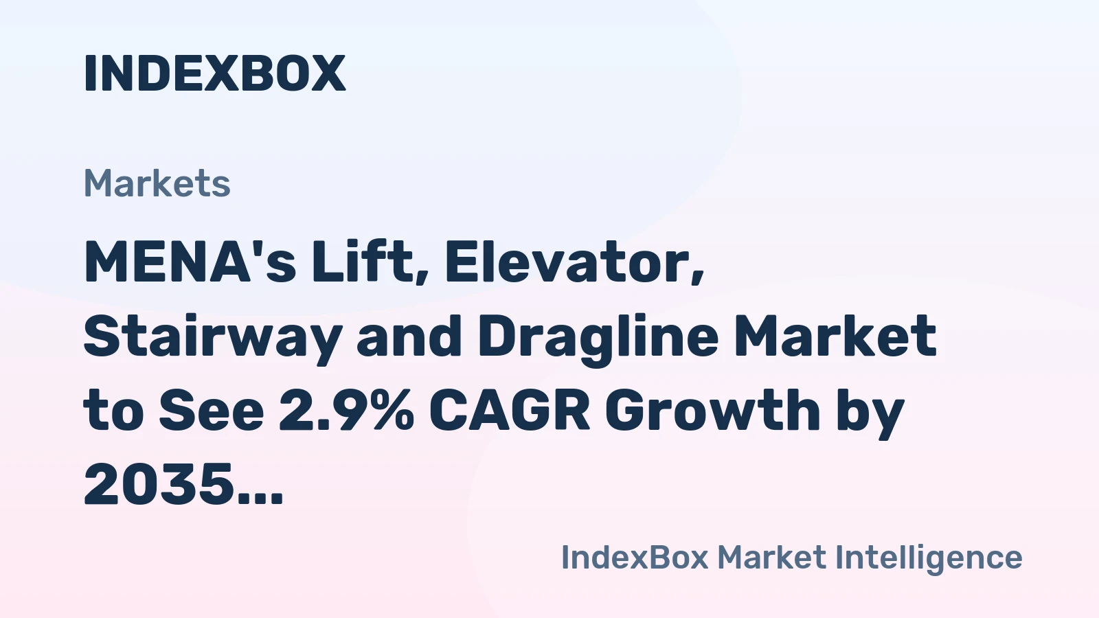 MENA's Lift, Elevator, Stairway and Dragline Market to See 2.9% CAGR Growth by 2035