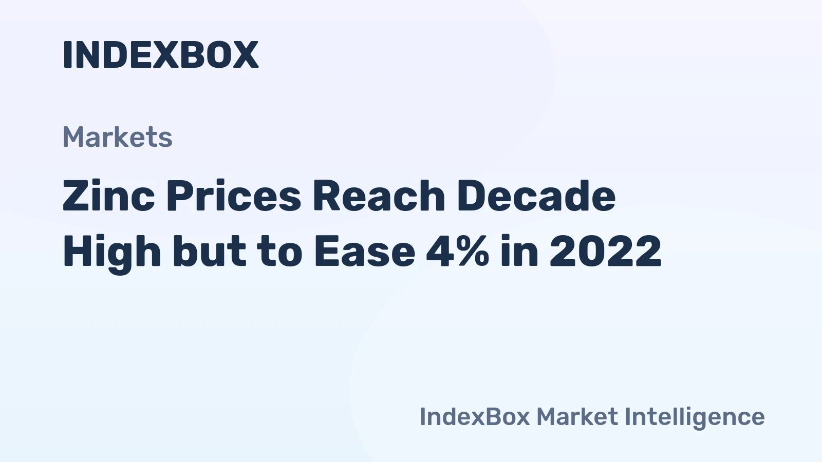 Zinc Prices Reach Decade High but to Ease 4% in 2022