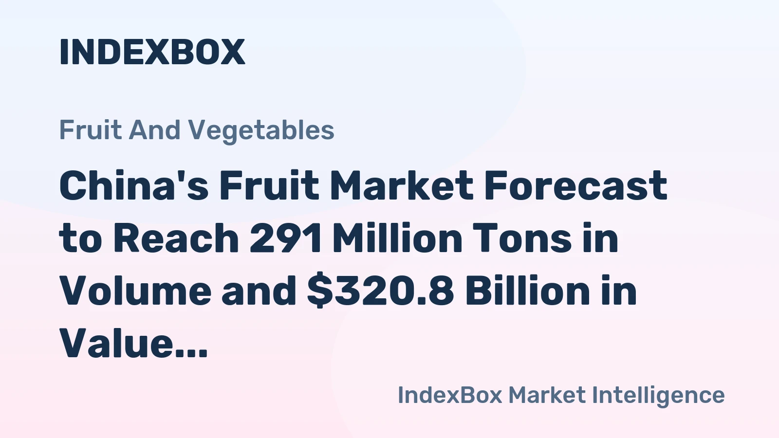 China's Fruit Market Forecast to Reach 291 Million Tons in Volume and $320.8 Billion in Value by 2035