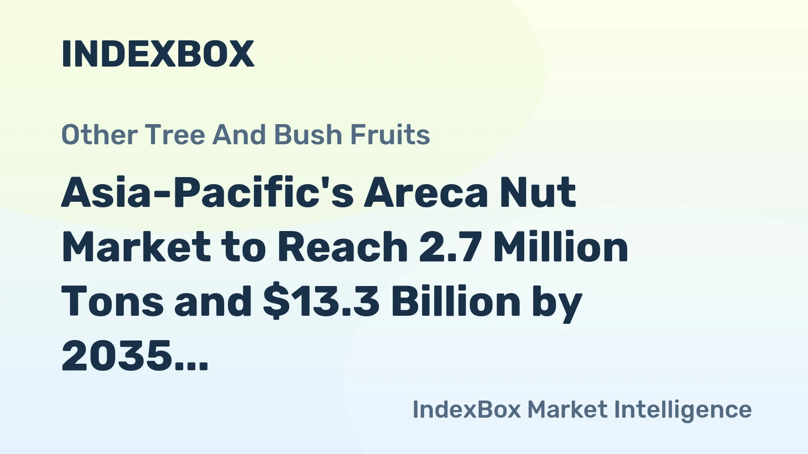 Asia-Pacific's Areca Nut Market to Reach 2.7 Million Tons and $13.3 Billion by 2035