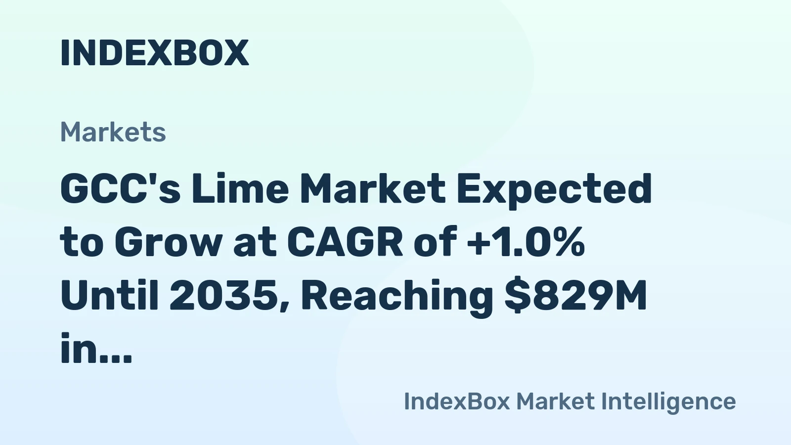 GCC's Lime Market Expected to Grow at CAGR of +1.0% Until 2035, Reaching $829M in Value
