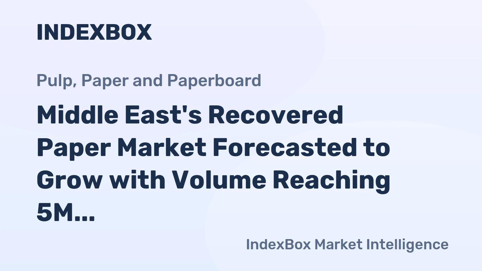 Middle East's Recovered Paper Market Forecasted to Grow with Volume Reaching 5M Tons and Value Reaching $1.4B by 2035
