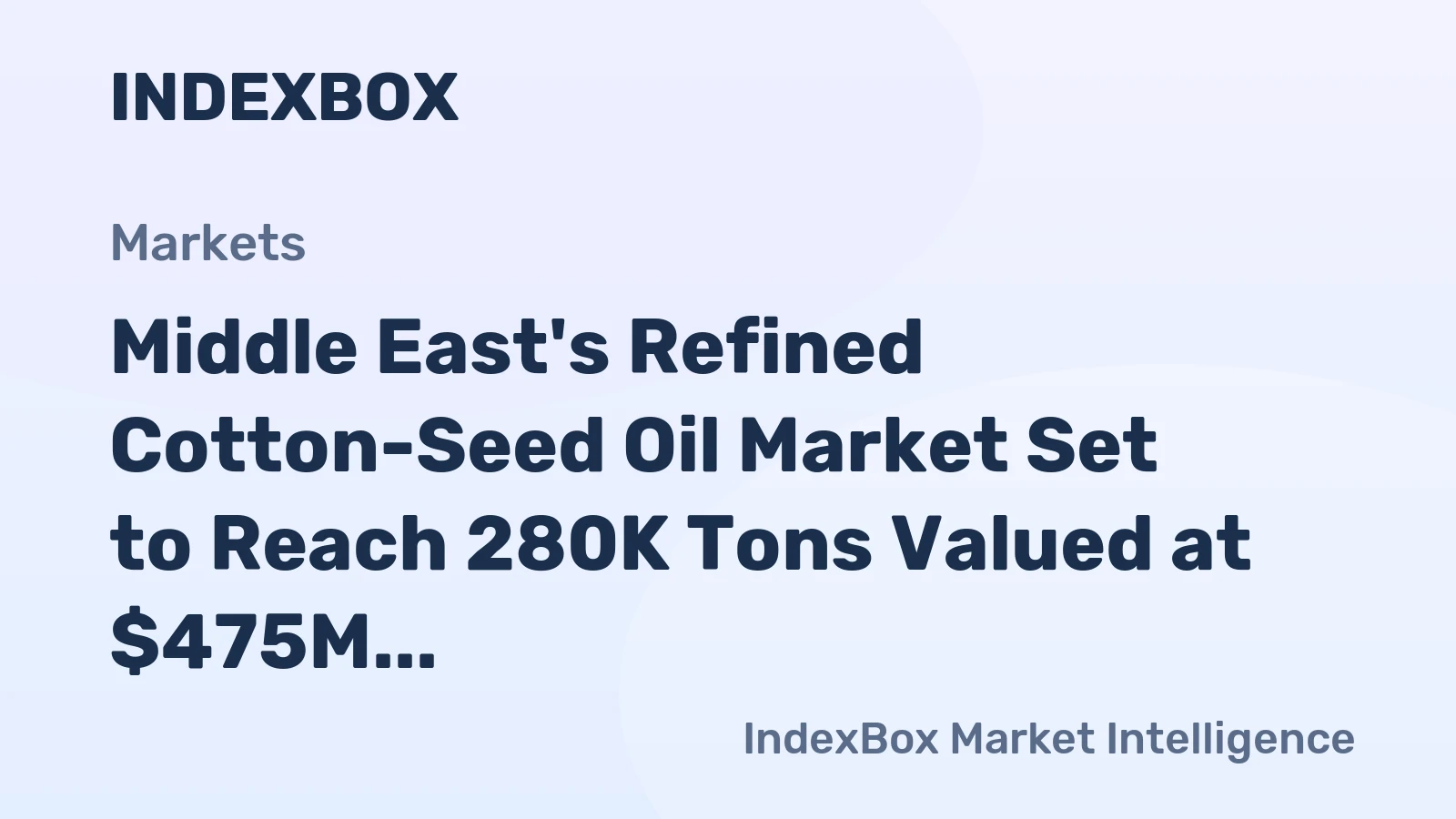 Middle East's Refined Cotton-Seed Oil Market Set to Reach 280K Tons Valued at $475M by 2035