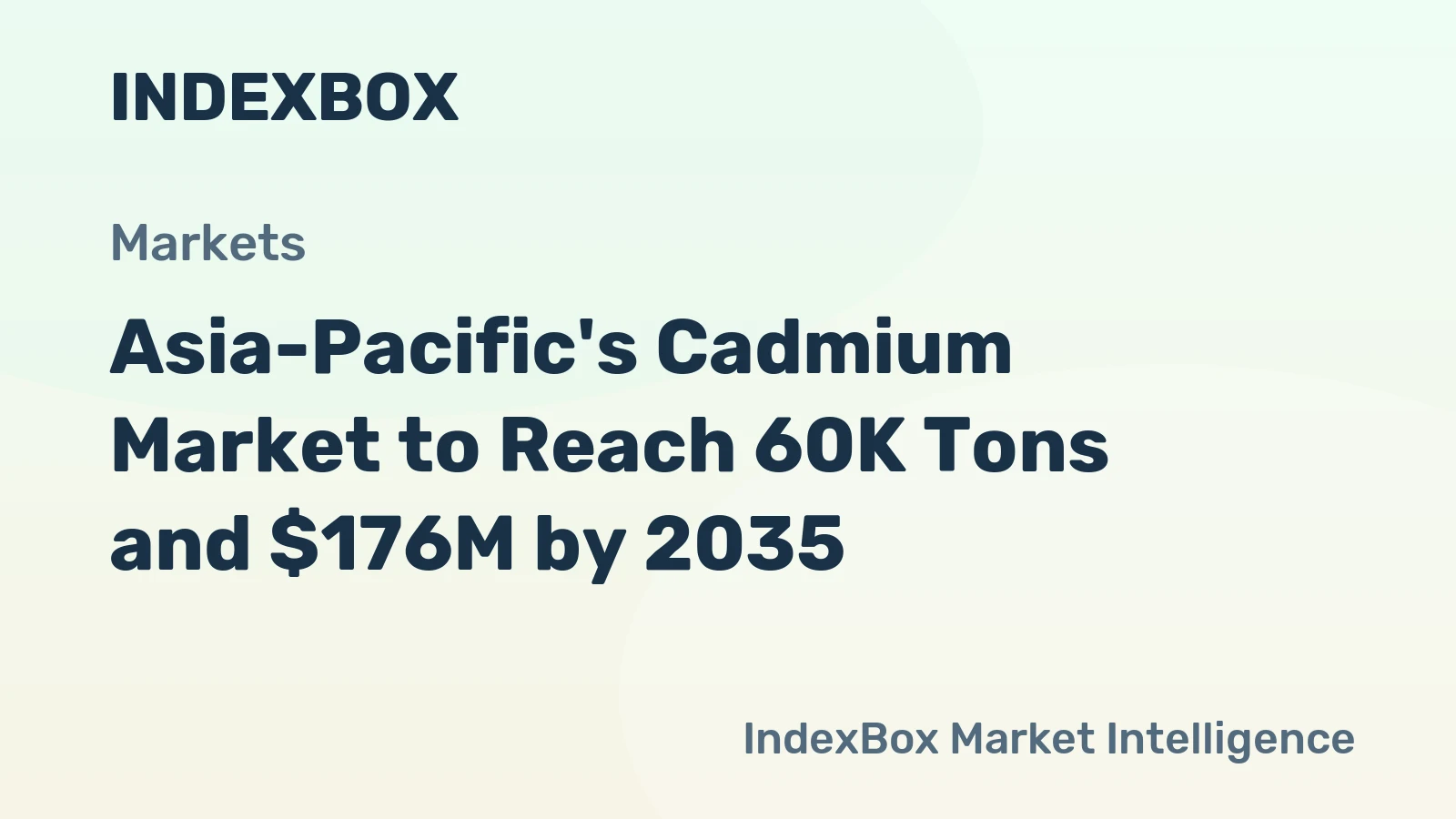Asia-Pacific's Cadmium Market to Reach 60K Tons and $176M by 2035
