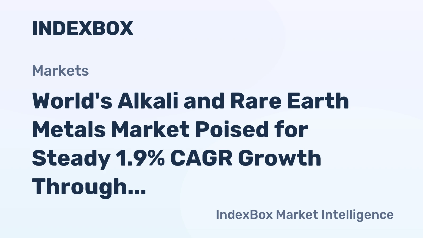 World's Alkali and Rare Earth Metals Market Poised for Steady 1.9% CAGR Growth Through 2035