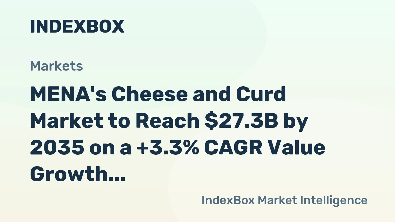 MENA's Cheese and Curd Market to Reach $27.3B by 2035 on a +3.3% CAGR Value Growth