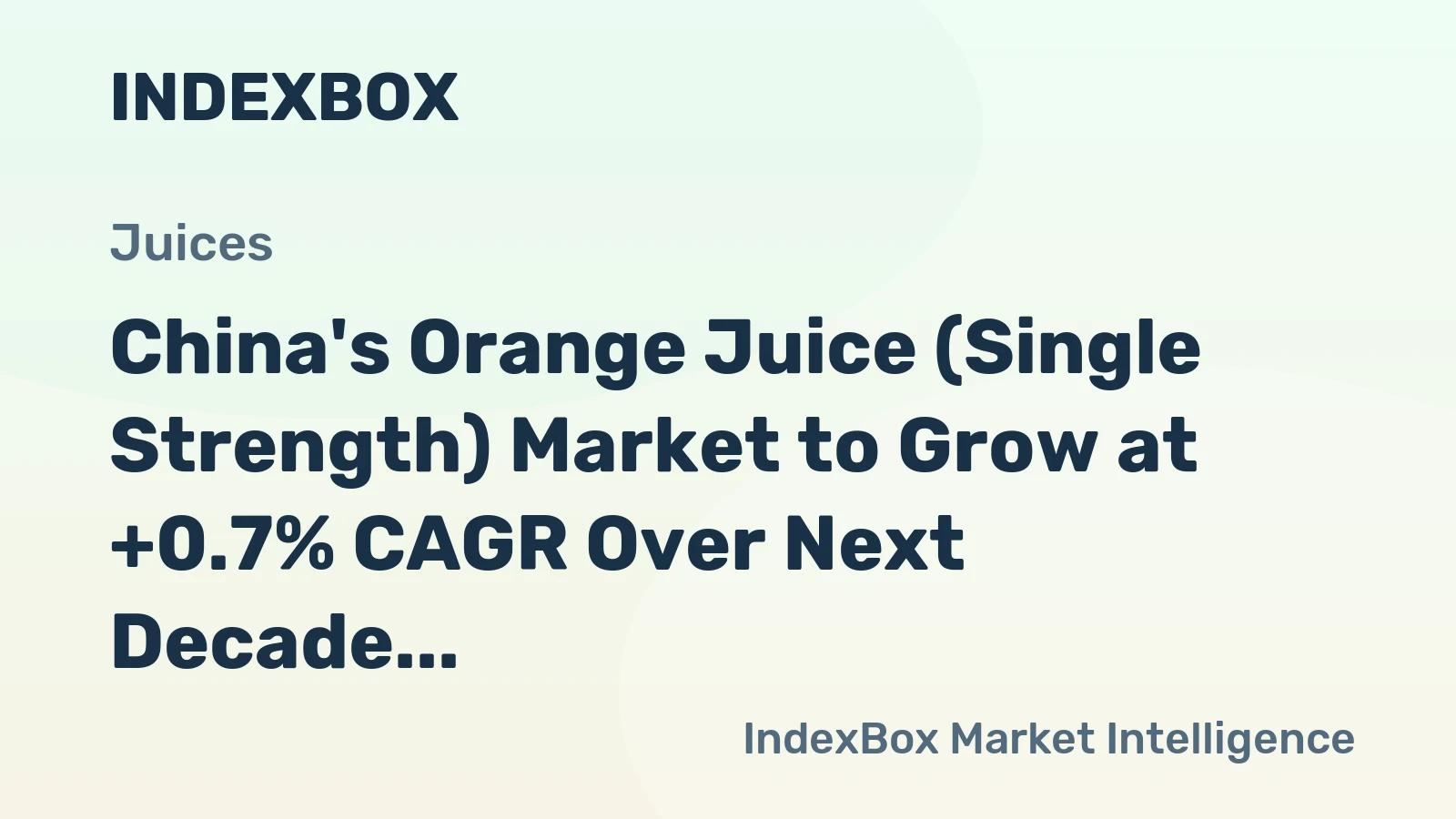 China's Orange Juice (Single Strength) Market to Grow at +0.7% CAGR Over Next Decade