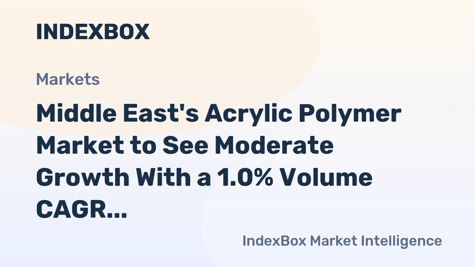 Middle East's Acrylic Polymer Market to See Moderate Growth With a 1.0% Volume CAGR Through 2035