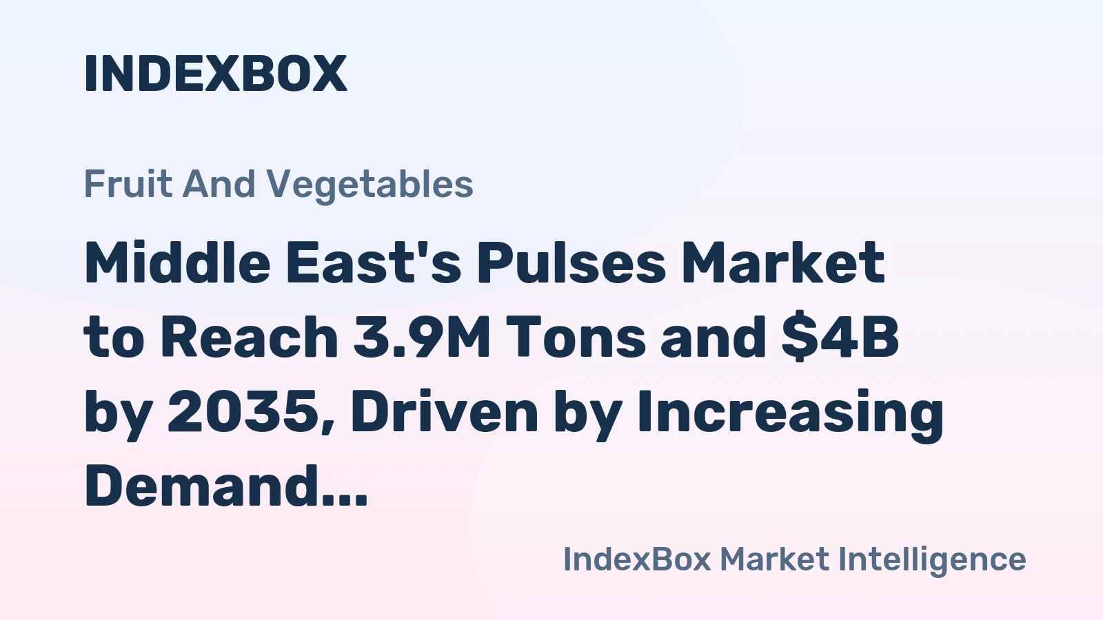 Middle East's Pulses Market to Reach 3.9M Tons and $4B by 2035, Driven by Increasing Demand