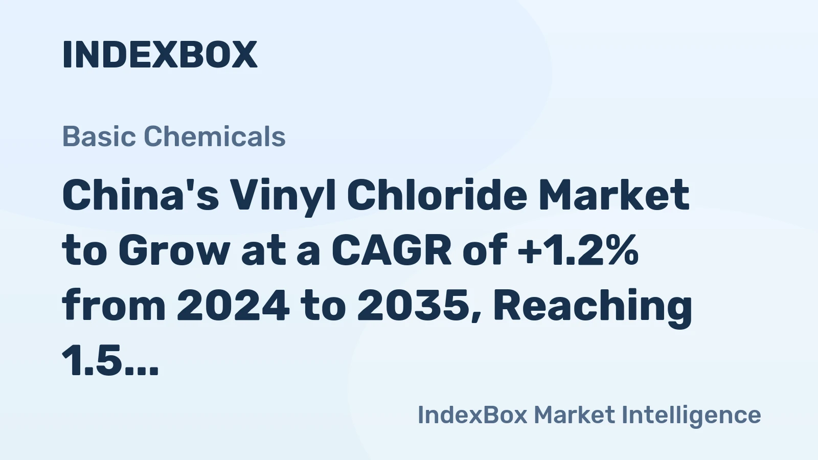 China's Vinyl Chloride Market to Grow at a CAGR of +1.2% from 2024 to 2035, Reaching 1.5 Million Tons