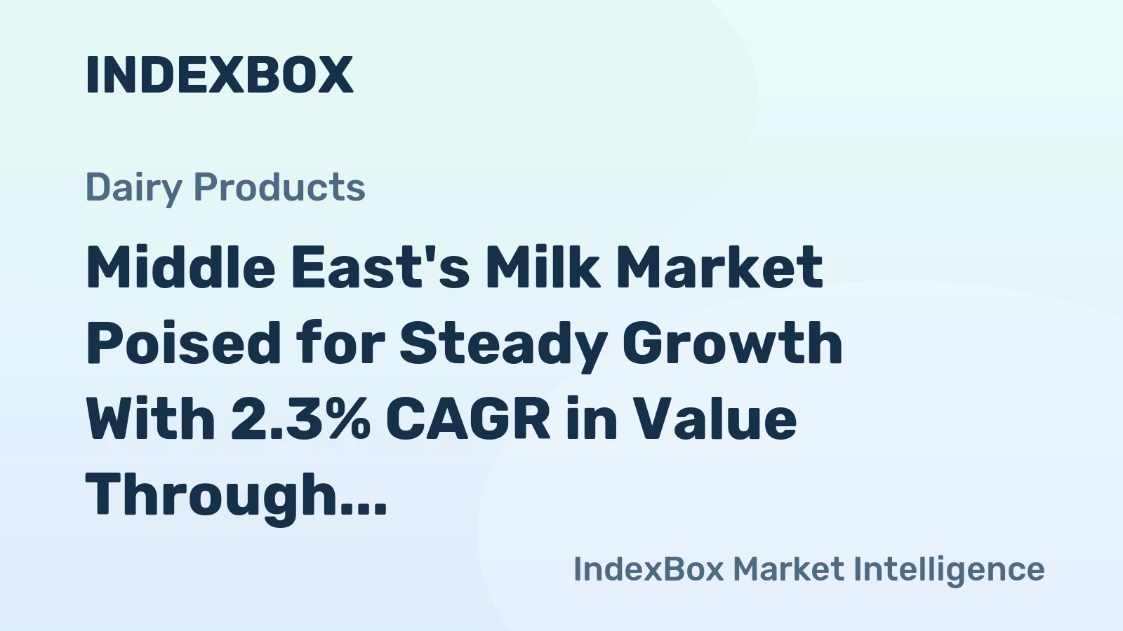 Middle East's Milk Market Poised for Steady Growth With 2.3% CAGR in Value Through 2035