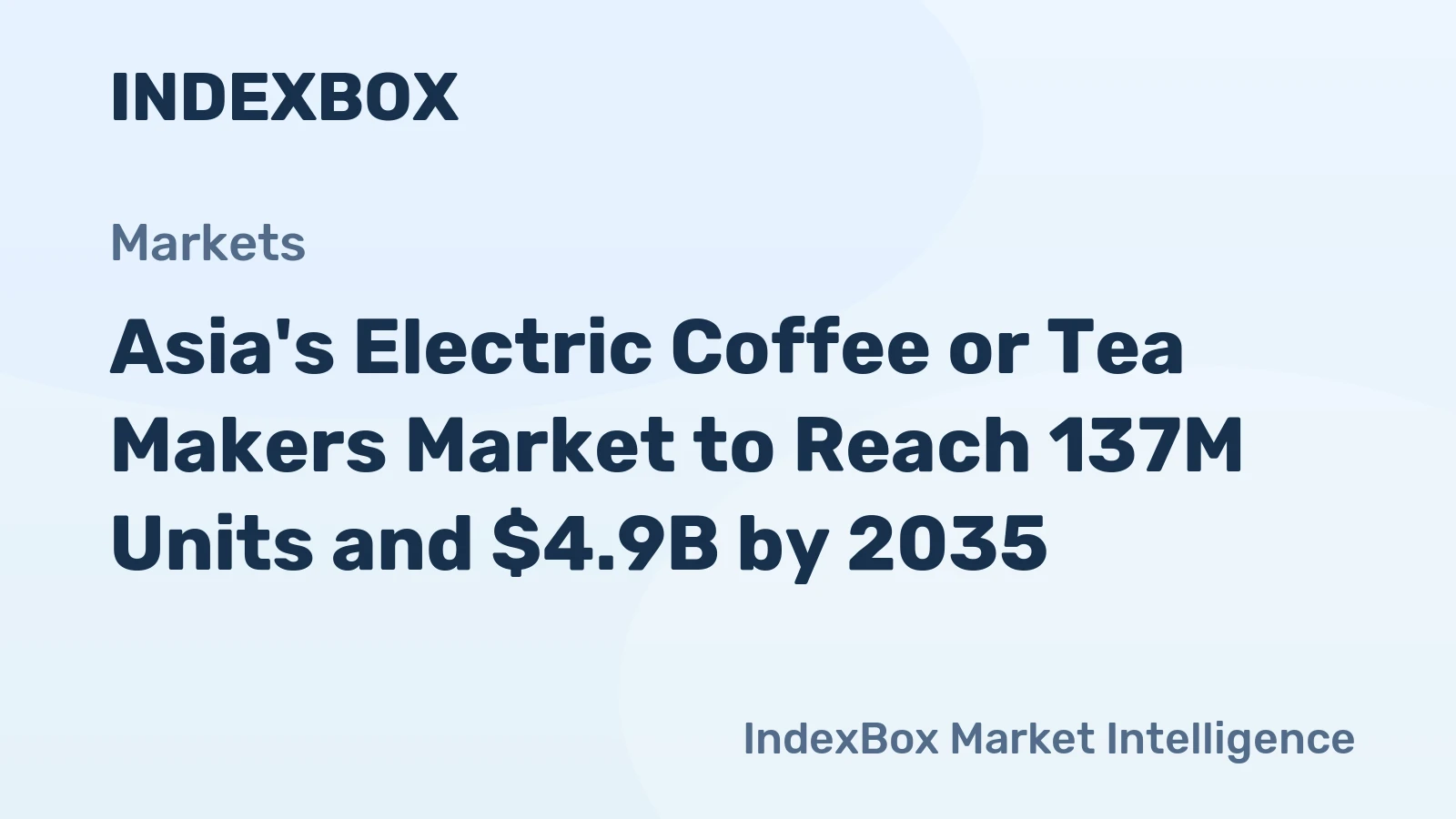 Asia's Electric Coffee or Tea Makers Market to Reach 137M Units and $4.9B by 2035