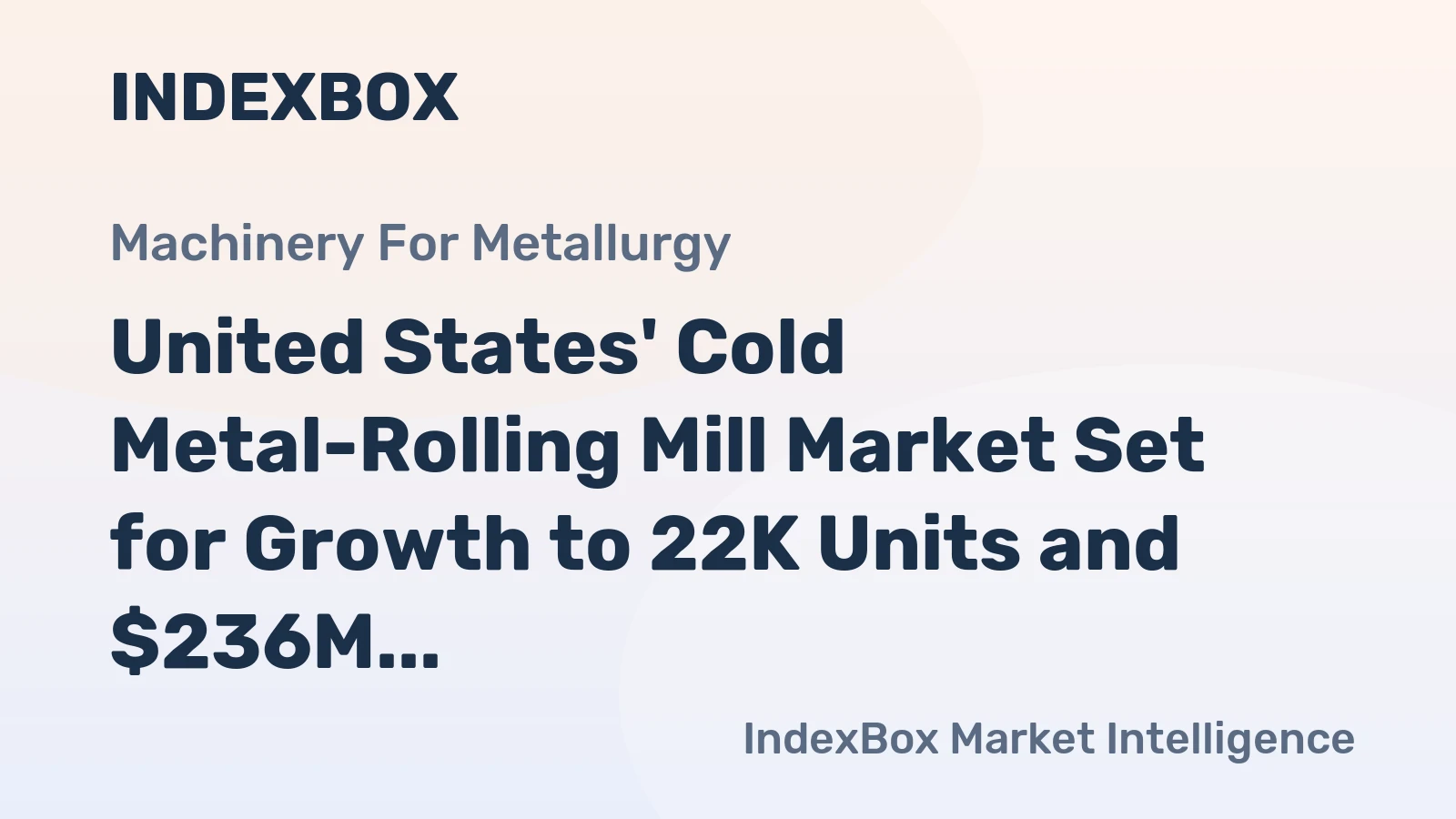 United States' Cold Metal-Rolling Mill Market Set for Growth to 22K Units and $236M Value