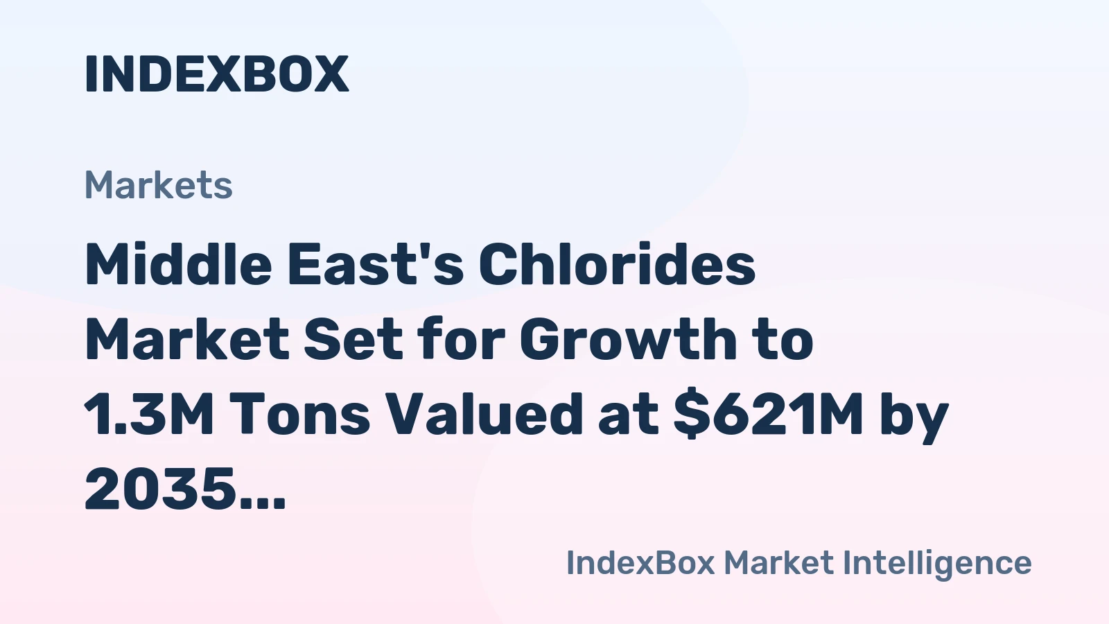 Middle East's Chlorides Market Set for Growth to 1.3M Tons Valued at $621M by 2035