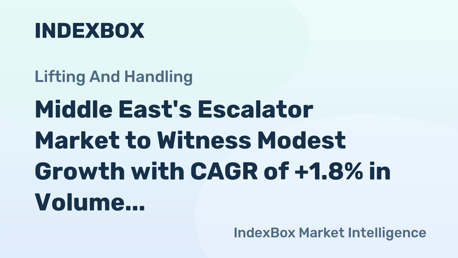 Middle East's Escalator Market to Witness Modest Growth with CAGR of +1.8% in Volume and +2.1% in Value from 2024 to 2035