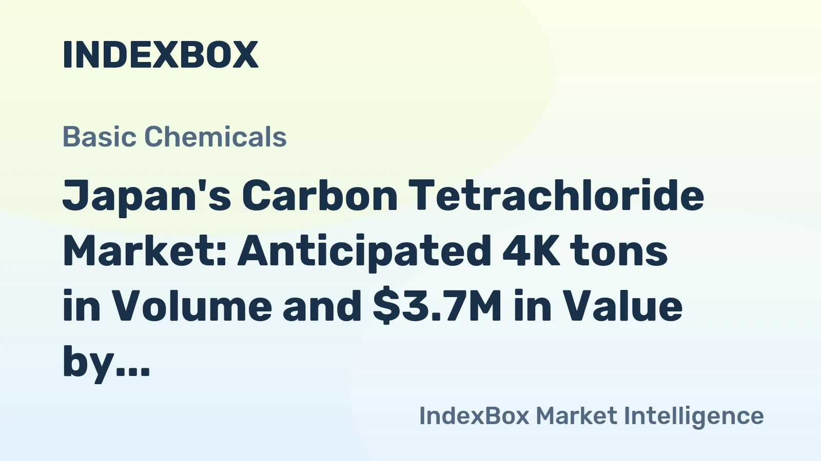 Japan's Carbon Tetrachloride Market: Anticipated 4K tons in Volume and $3.7M in Value by 2035