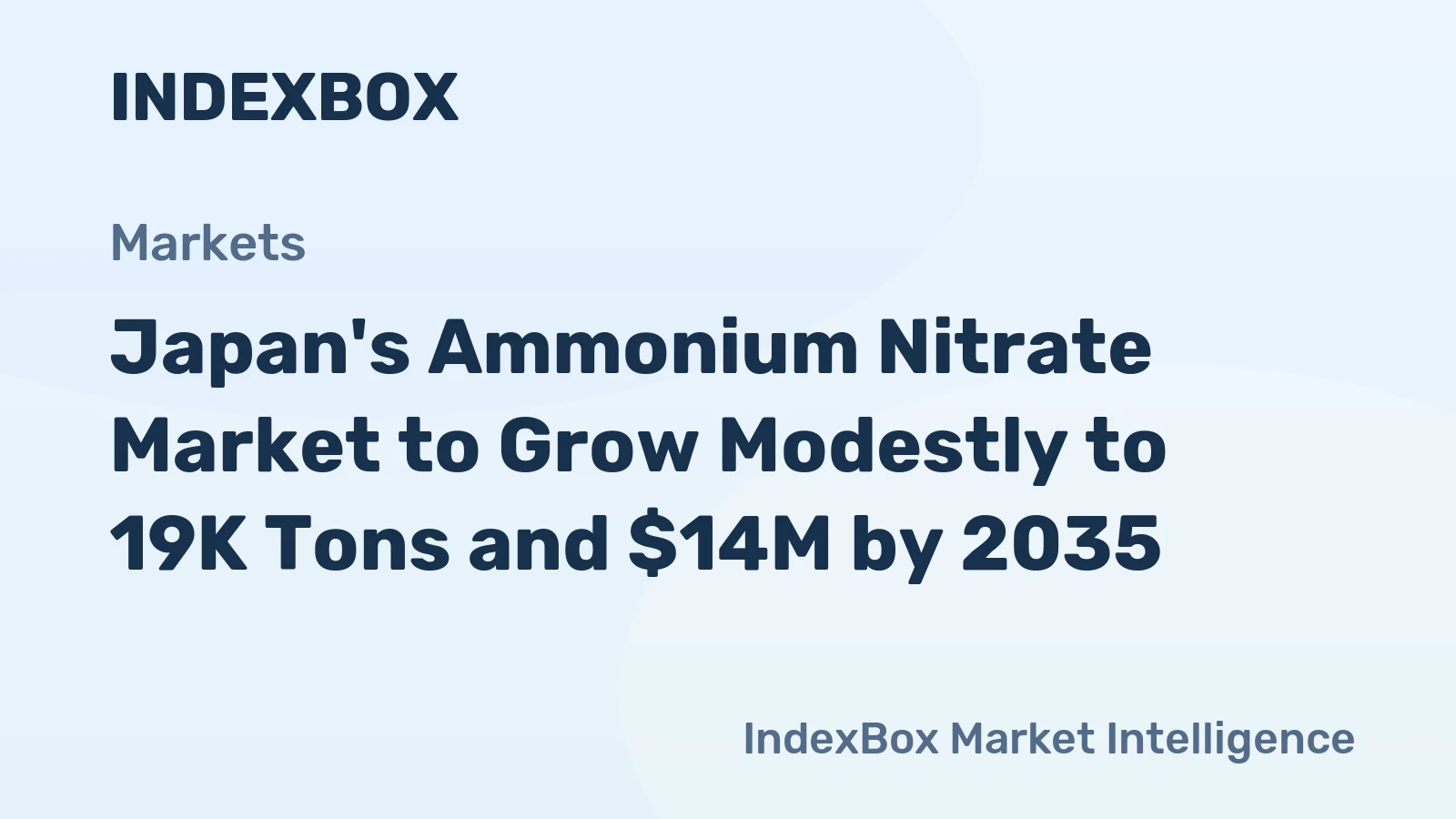 Japan's Ammonium Nitrate Market to Grow Modestly to 19K Tons and $14M by 2035