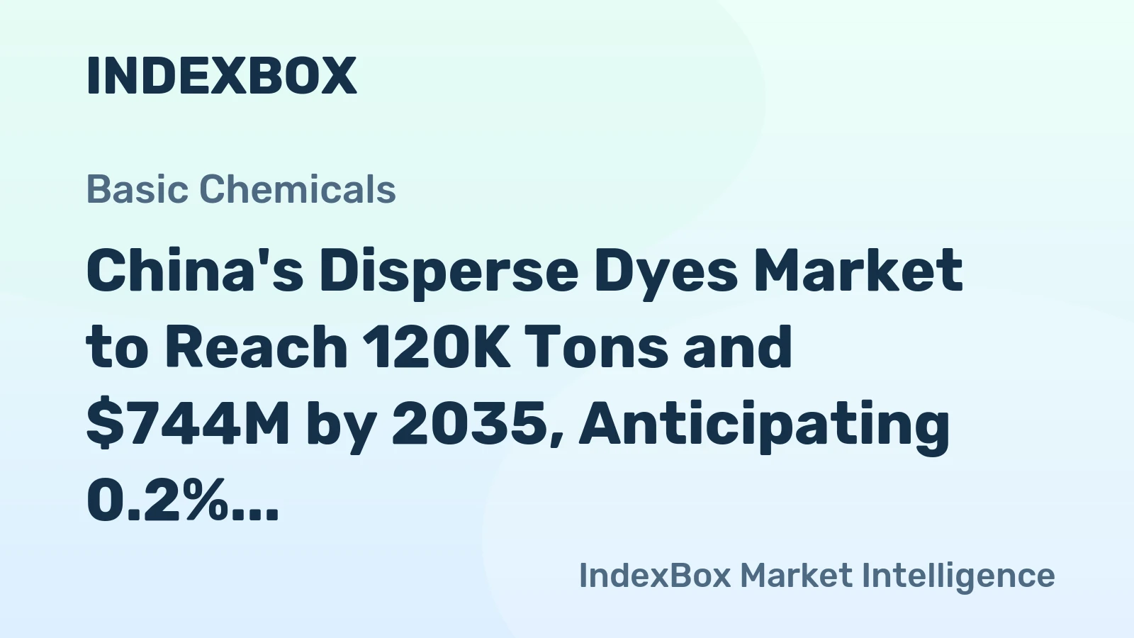 China's Disperse Dyes Market to Reach 120K Tons and $744M by 2035, Anticipating 0.2% Growth in Volume and Value