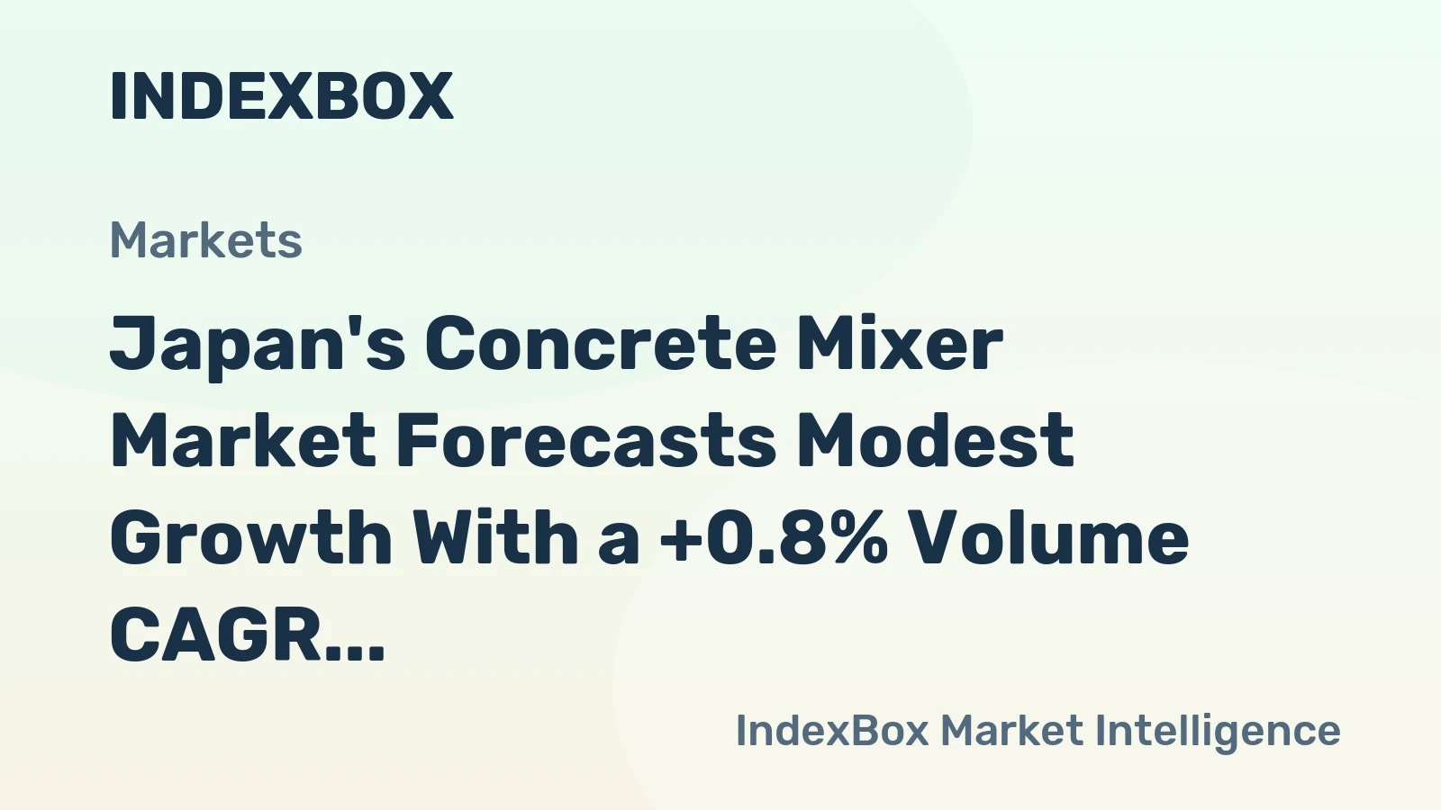 Japan's Concrete Mixer Market Forecasts Modest Growth With a +0.8% Volume CAGR