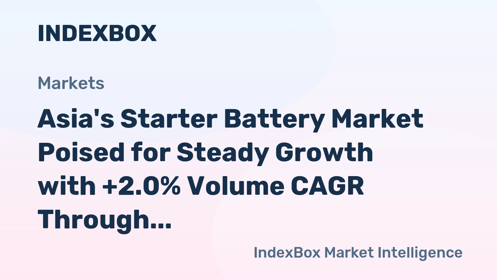 Asia's Starter Battery Market Poised for Steady Growth with +2.0% Volume CAGR Through 2035