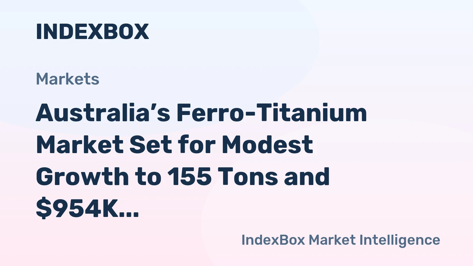 Australia’s Ferro-Titanium Market Set for Modest Growth to 155 Tons and $954K