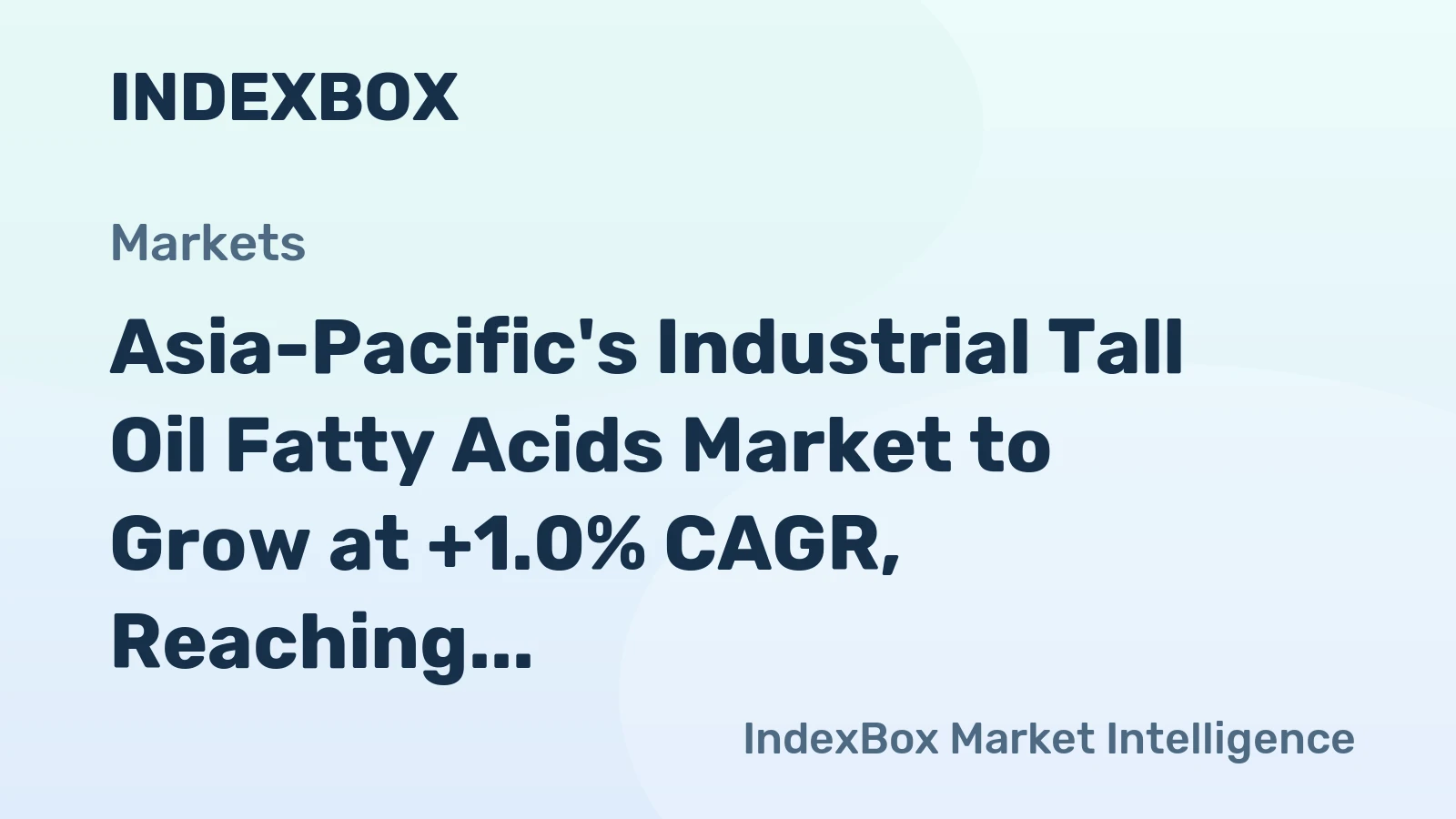 Asia-Pacific's Industrial Tall Oil Fatty Acids Market to Grow at +1.0% CAGR, Reaching $104M by 2035