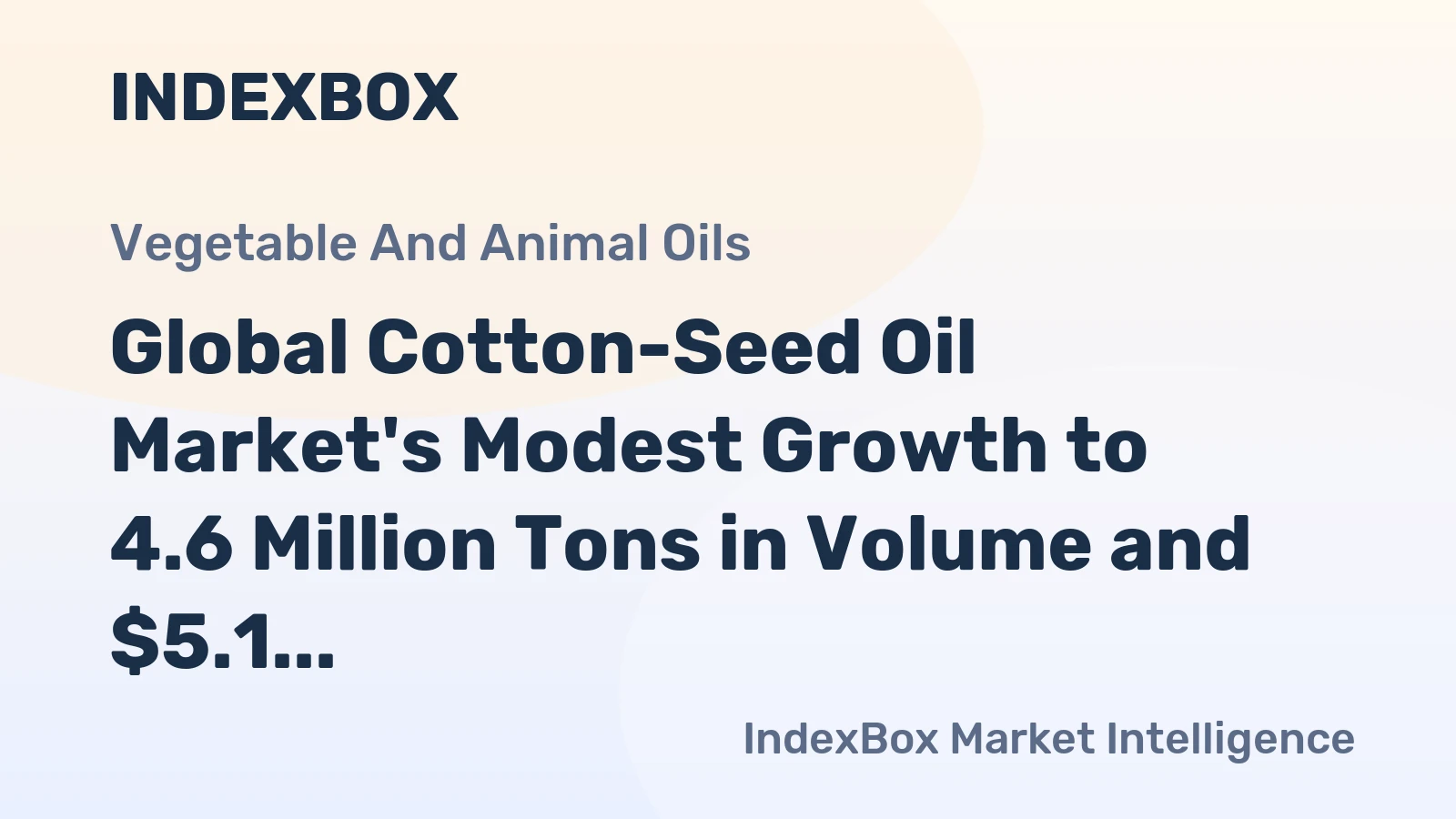Global Cotton-Seed Oil Market's Modest Growth to 4.6 Million Tons in Volume and $5.1 Billion in Value by 2035