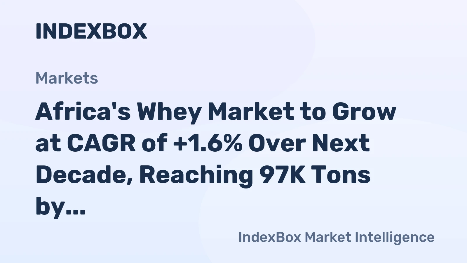 Africa's Whey Market to Grow at CAGR of +1.6% Over Next Decade, Reaching 97K Tons by 2035