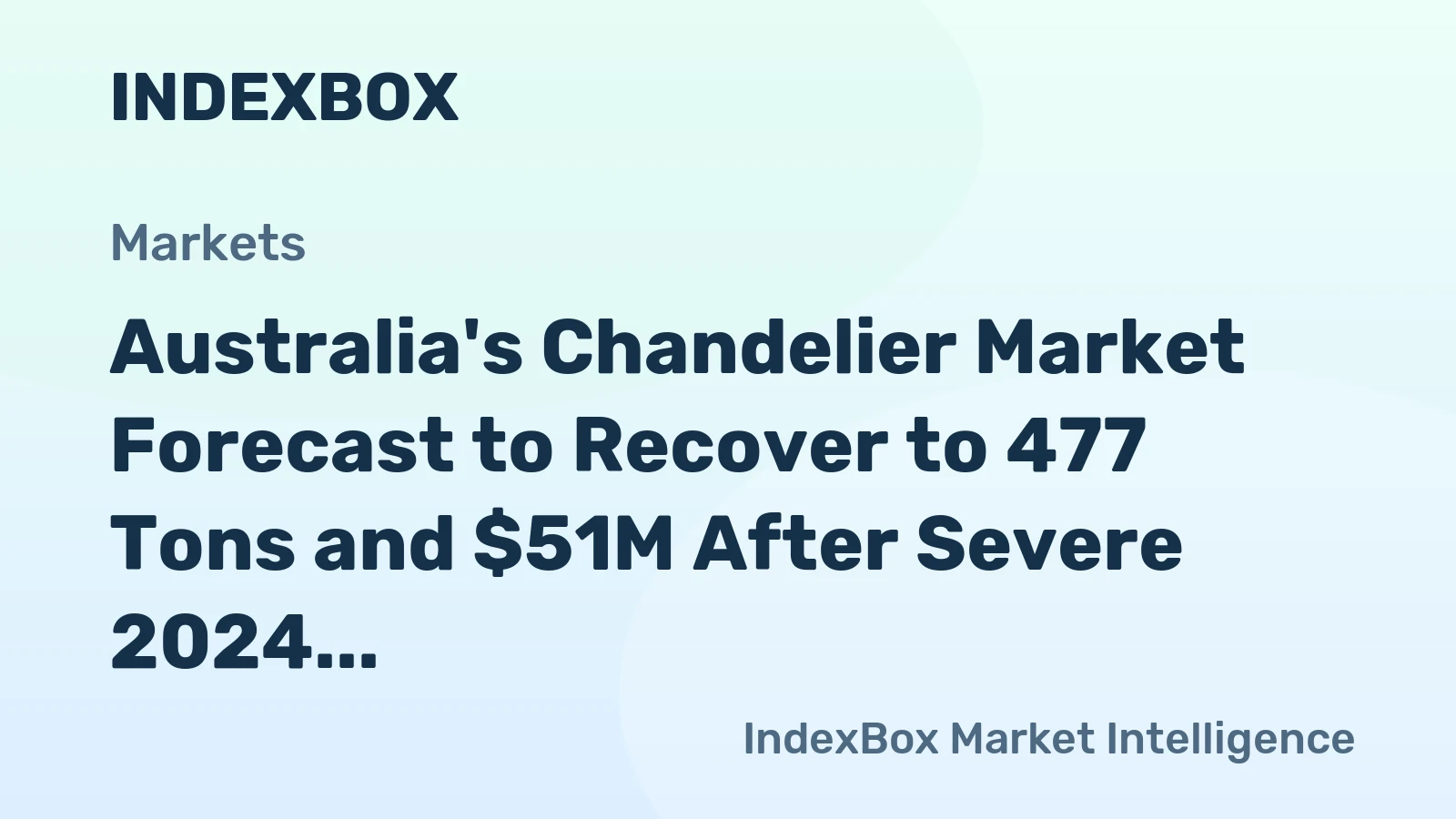 Australia's Chandelier Market Forecast to Recover to 477 Tons and $51M After Severe 2024 Contraction
