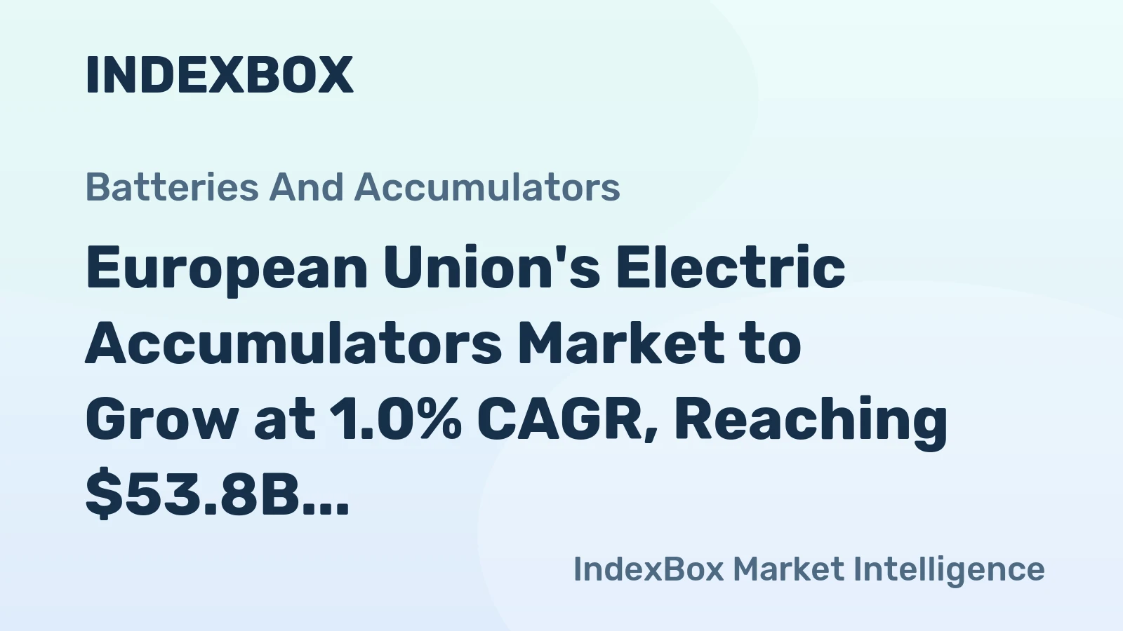 European Union's Electric Accumulators Market to Grow at 1.0% CAGR, Reaching $53.8B by 2035