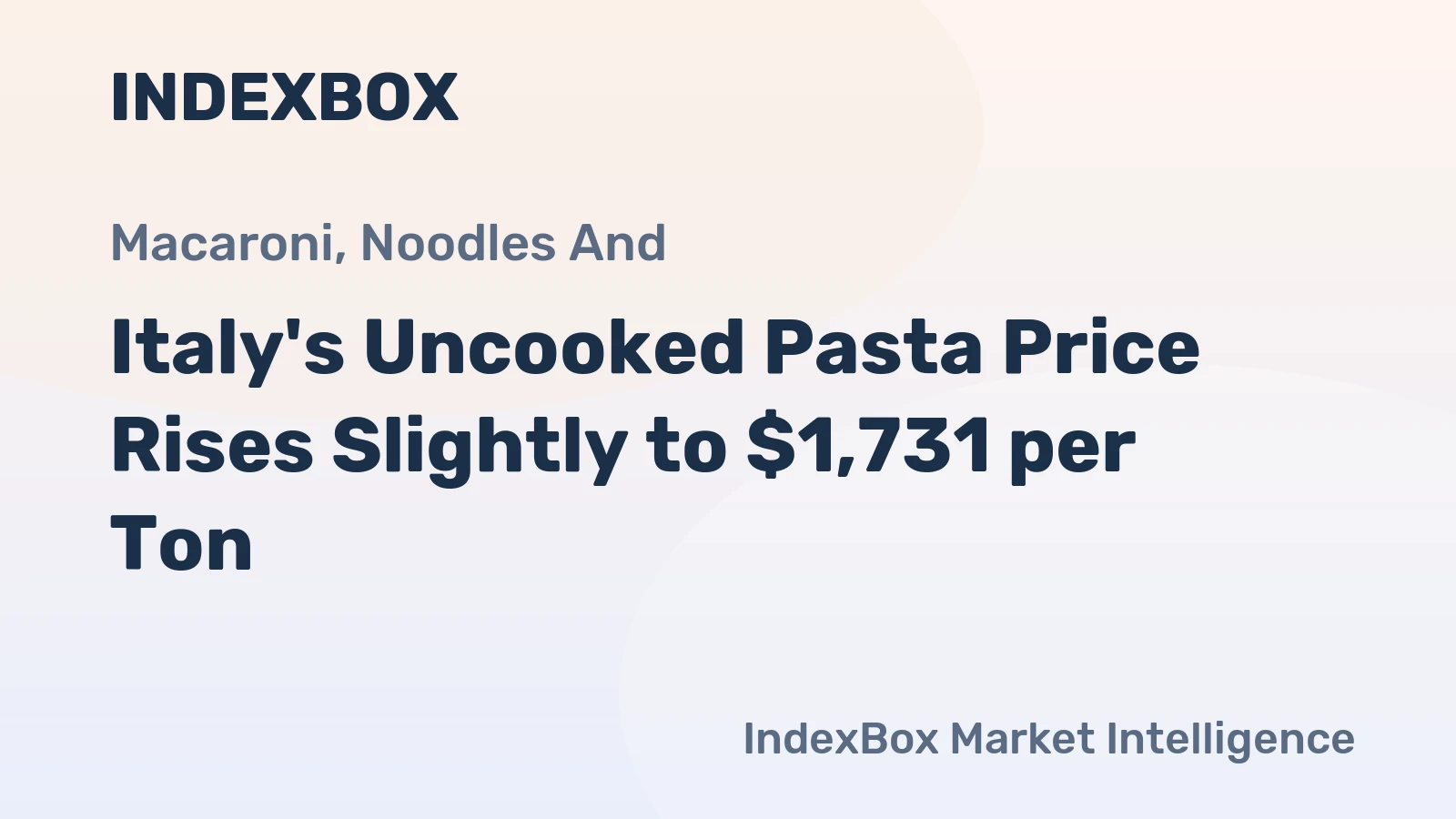 Italy's Uncooked Pasta Price Rises Slightly to $1,731 per Ton