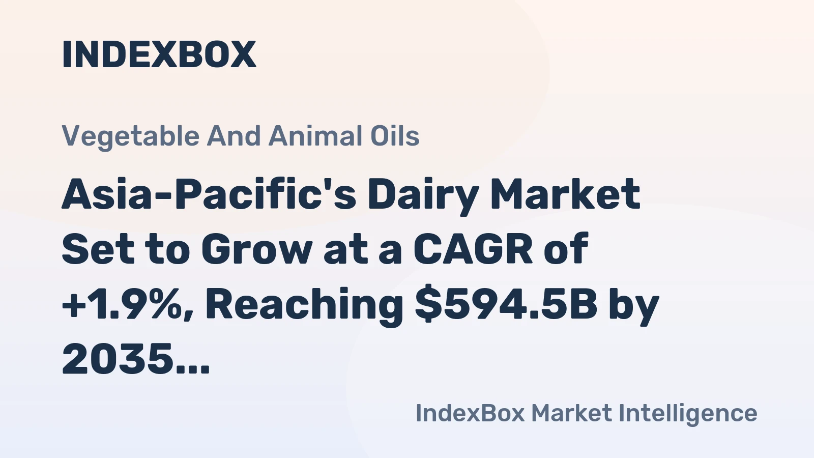 Asia-Pacific's Dairy Market Set to Grow at a CAGR of +1.9%, Reaching $594.5B by 2035
