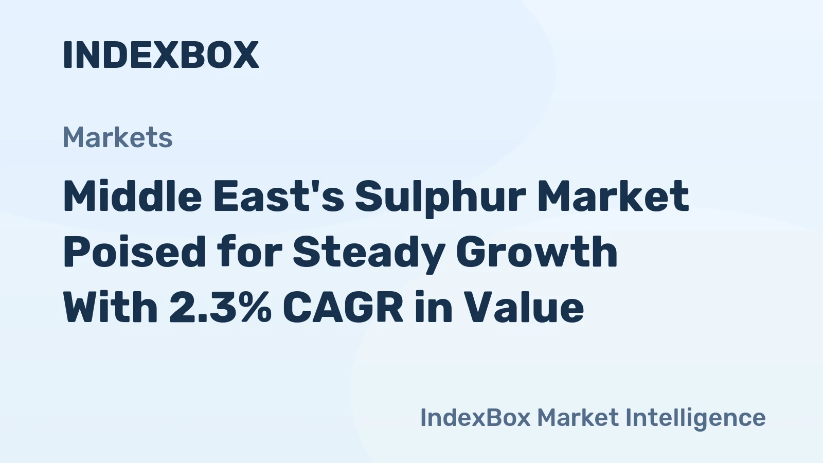 Middle East's Sulphur Market Poised for Steady Growth With 2.3% CAGR in Value