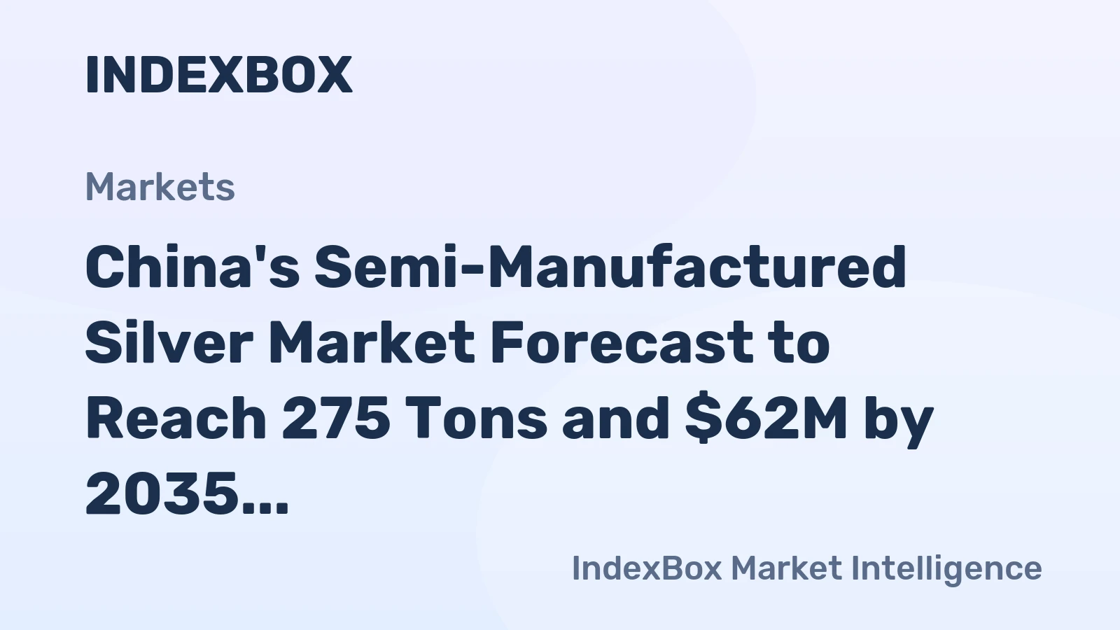 China's Semi-Manufactured Silver Market Forecast to Reach 275 Tons and $62M by 2035