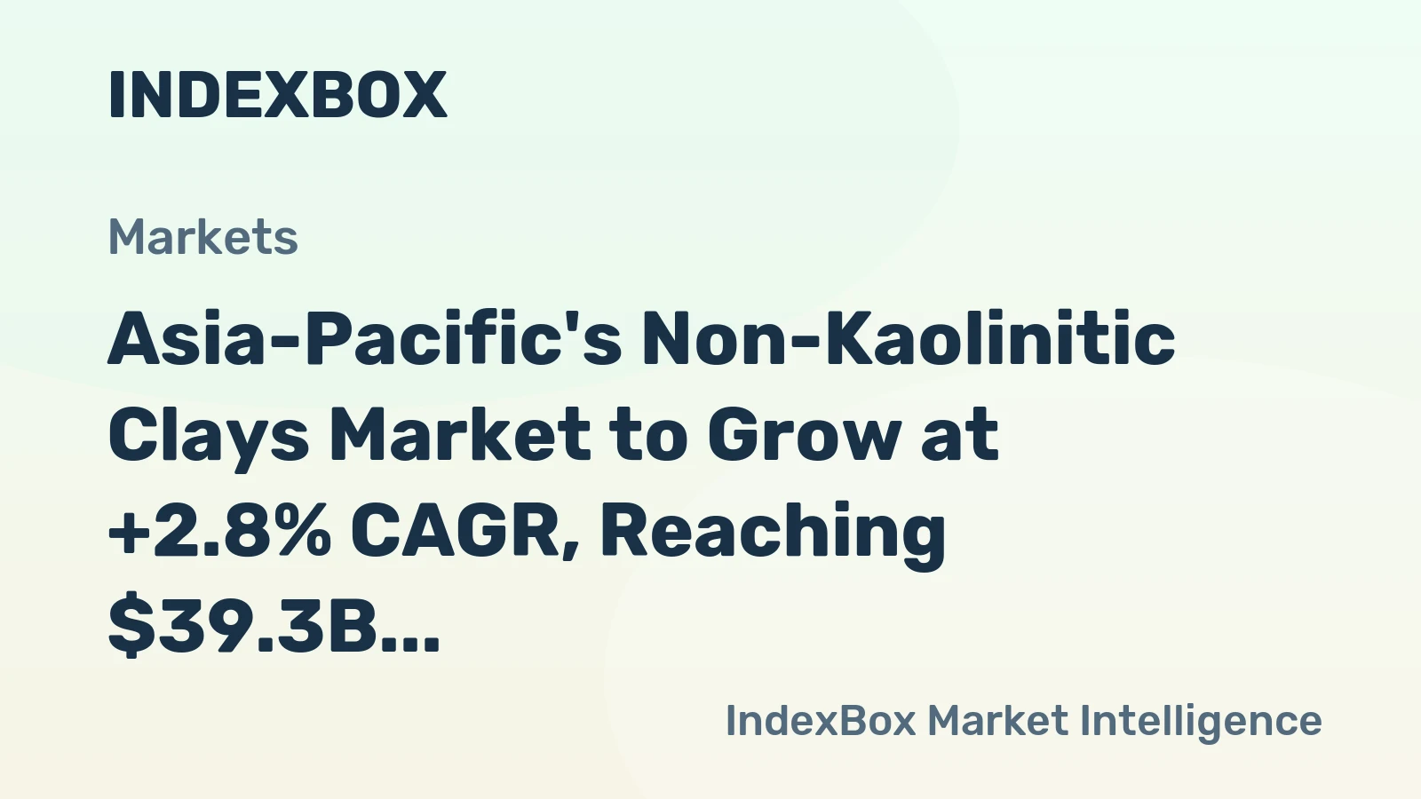 Asia-Pacific's Non-Kaolinitic Clays Market to Grow at +2.8% CAGR, Reaching $39.3B by 2035