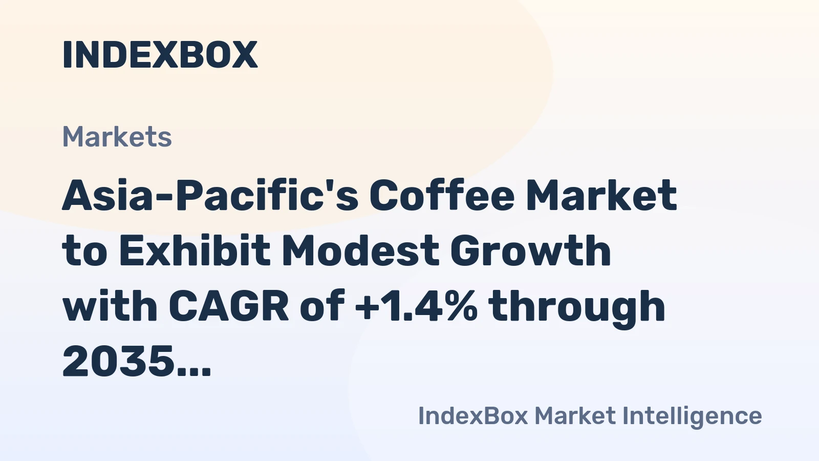 Asia-Pacific's Coffee Market to Exhibit Modest Growth with CAGR of +1.4% through 2035, Reaching $57.5B in Value