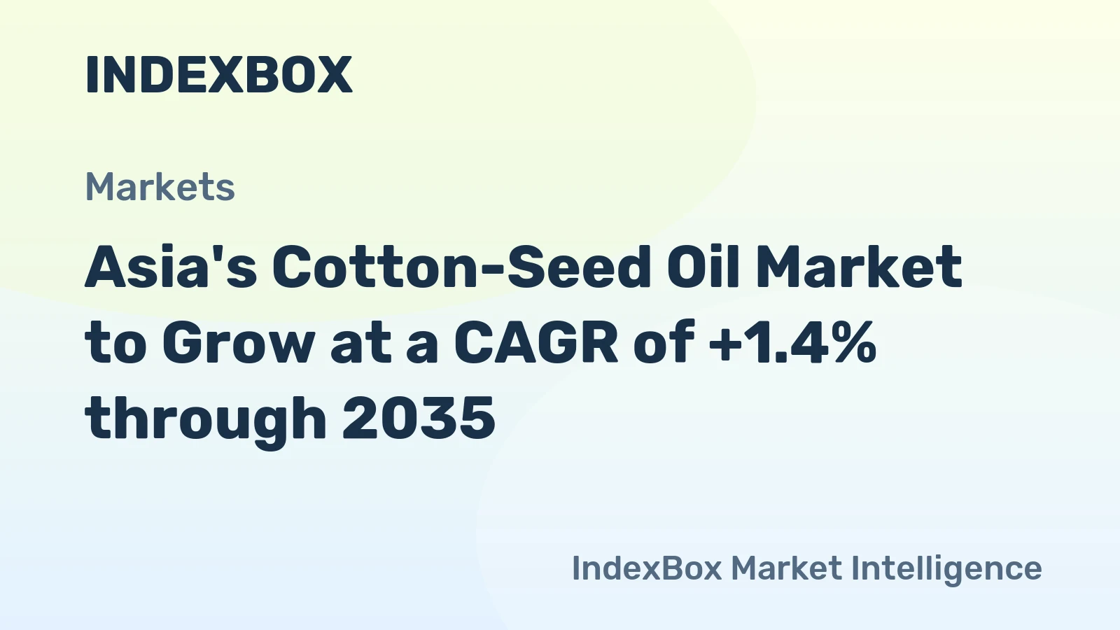 Asia's Cotton-Seed Oil Market to Grow at a CAGR of +1.4% through 2035