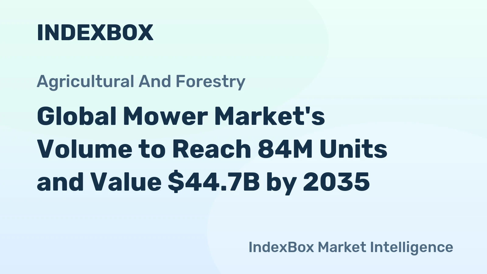 Global Mower Market's Volume to Reach 84M Units and Value $44.7B by 2035