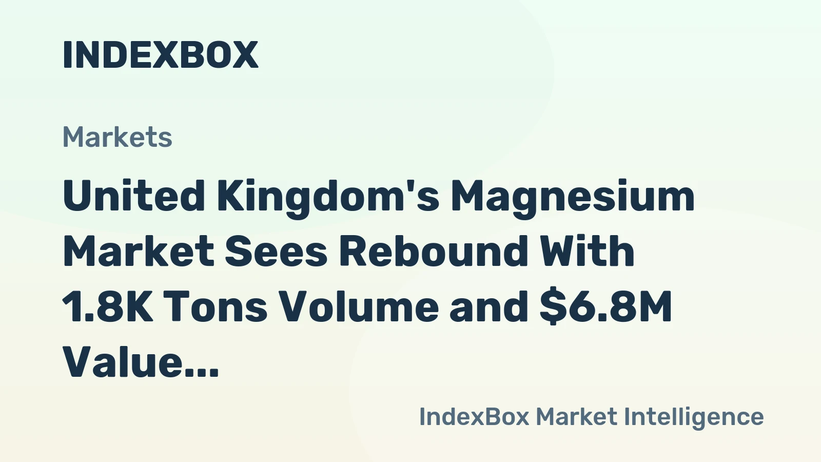 United Kingdom's Magnesium Market Sees Rebound With 1.8K Tons Volume and $6.8M Value Forecast