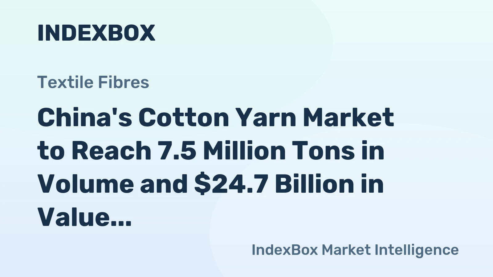 China's Cotton Yarn Market to Reach 7.5 Million Tons in Volume and $24.7 Billion in Value by 2035