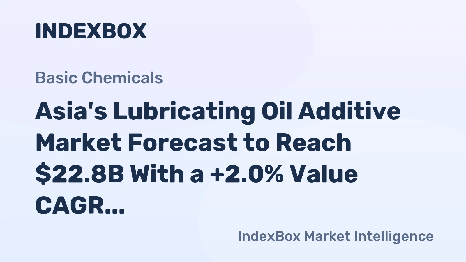 Asia's Lubricating Oil Additive Market Forecast to Reach $22.8B With a +2.0% Value CAGR Through 2035