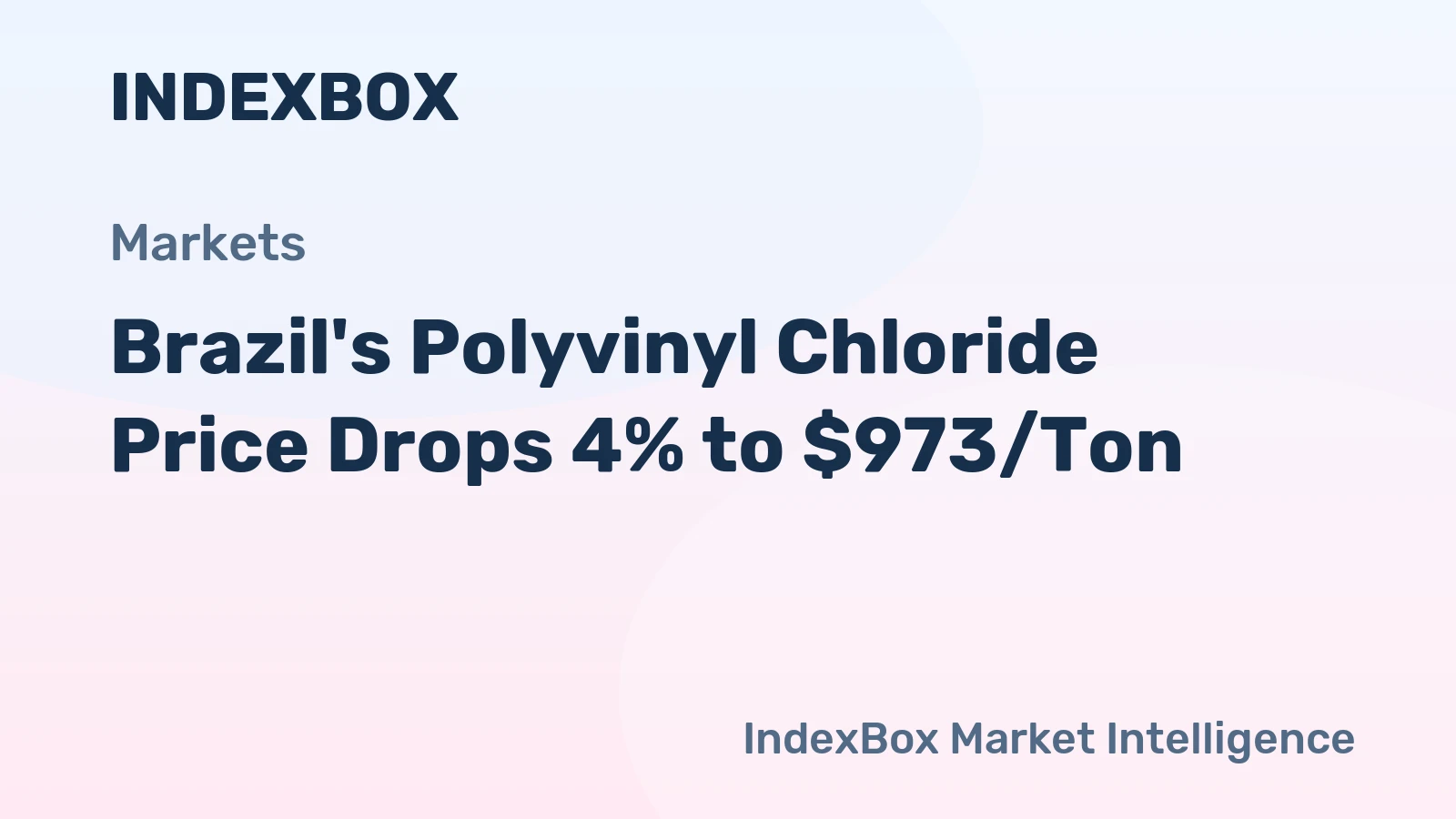 Brazil's Polyvinyl Chloride Price Drops 4% to $973/Ton