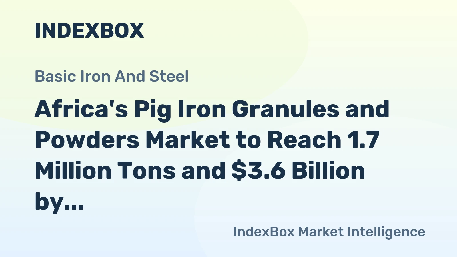 Africa's Pig Iron Granules and Powders Market to Reach 1.7 Million Tons and $3.6 Billion by 2035