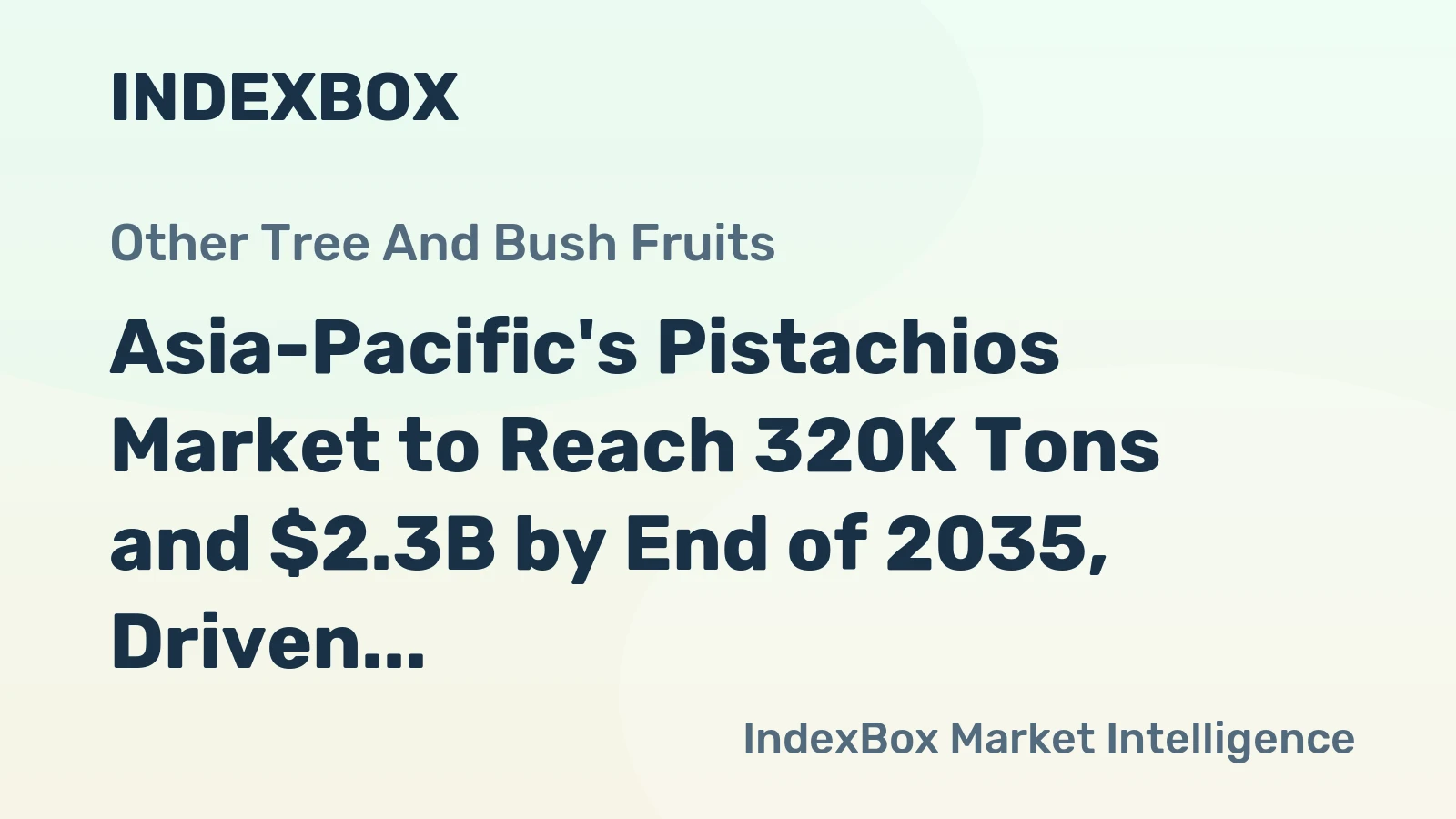 Asia-Pacific's Pistachios Market to Reach 320K Tons and $2.3B by End of 2035, Driven by Growing Demand in the Region
