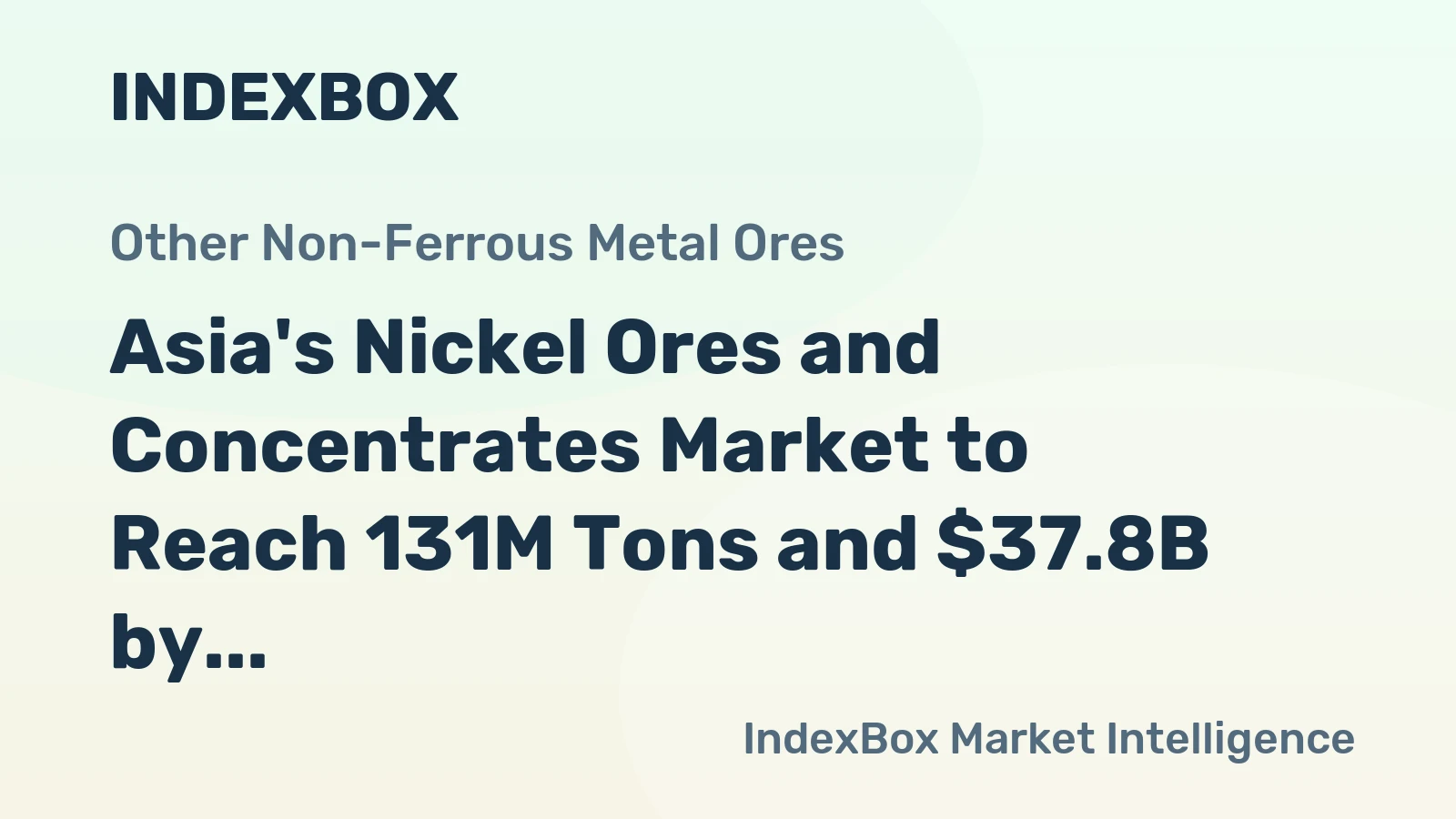 Asia's Nickel Ores and Concentrates Market to Reach 131M Tons and $37.8B by 2035
