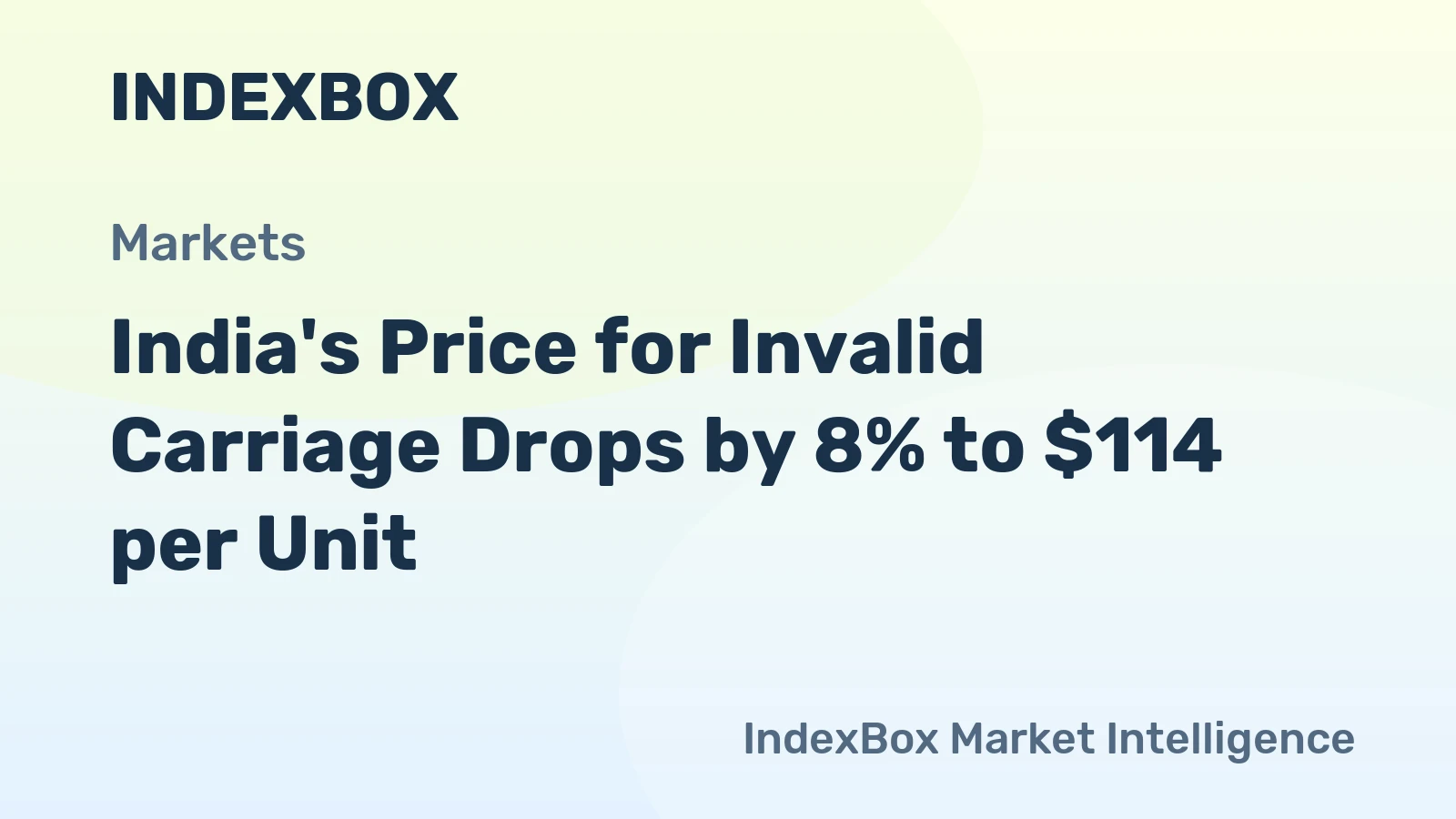 India's Price for Invalid Carriage Drops by 8% to $114 per Unit