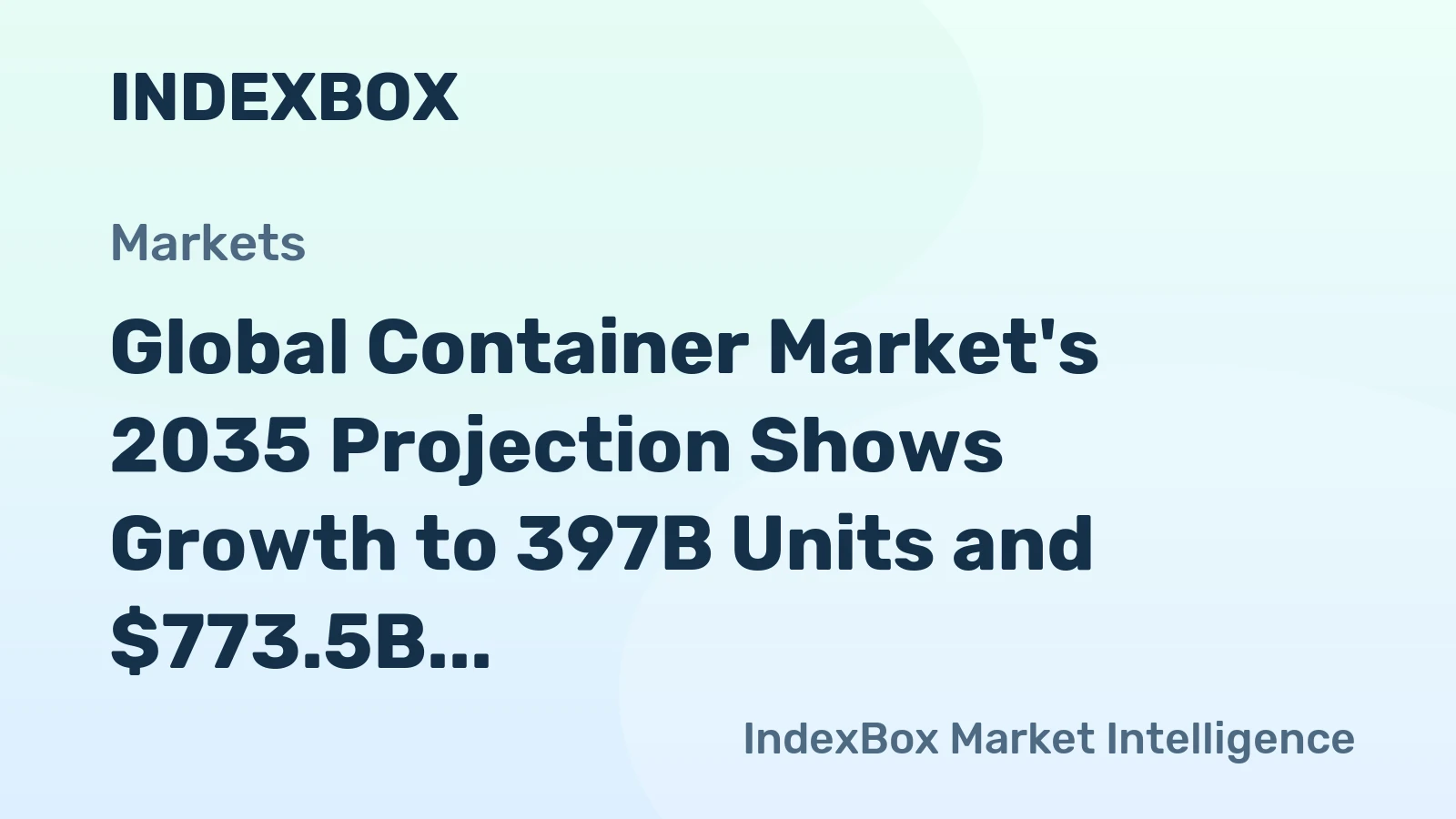 Global Container Market's 2035 Projection Shows Growth to 397B Units and $773.5B in Value