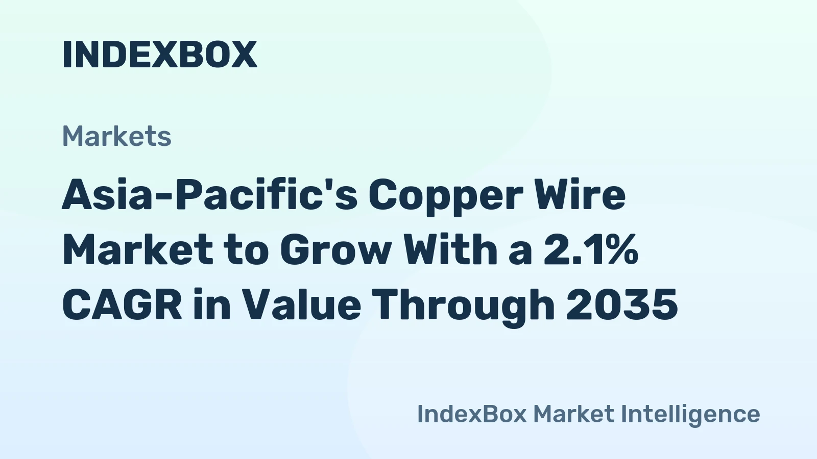 Asia-Pacific's Copper Wire Market to Grow With a 2.1% CAGR in Value Through 2035